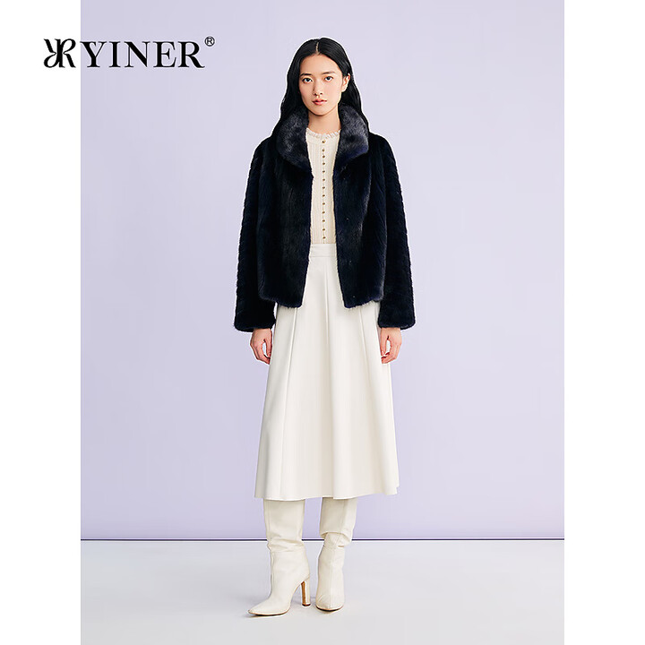 音儿（YINER）音儿专选2026春季新款法式矜贵奢感一手长翻领水貂毛皮草 藏蓝 M【图片 价格 品牌 报价】-京东