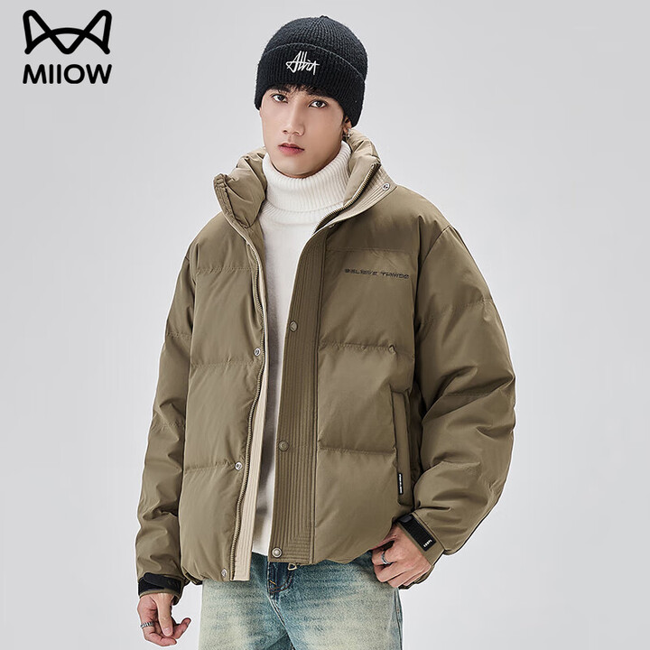 猫人（MiiOW）冬季防寒保暖羽绒服男潮牌美式宽松立领鸭绒加厚休闲外套男 橄榄绿 XL 【建议135-155斤】【图片 价格 品牌 报价】-京东