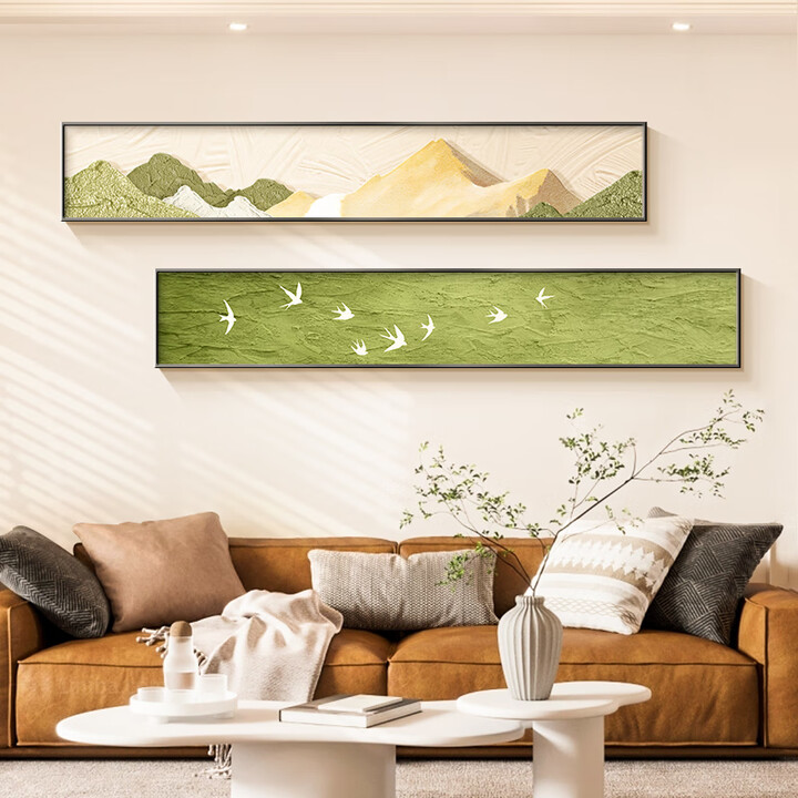 【好久不见HJBJ-JSK-115】好久不见奶油风客厅装饰画日照金山沙发背景墙壁画横版大气山水挂画【行情 报价 价格 评测】-京东