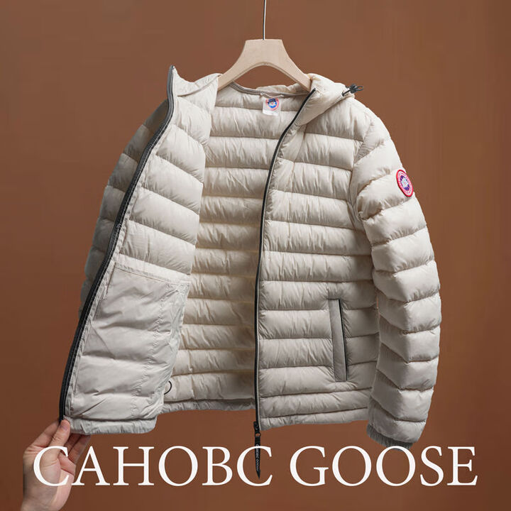 CAHOBC GOOSE大鹅轻薄羽绒服男2025春秋新款户外运动连帽短款上衣情侣排骨外套 米白色某物渠道货 XS XS【图片 价格 品牌 报价】-京东