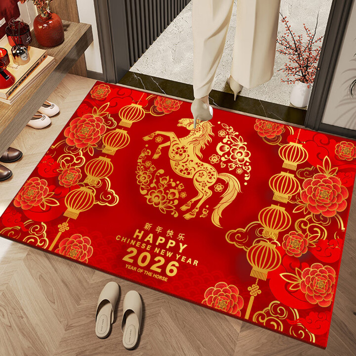 筠月熙2026马年地垫入户室外红色门进门喜庆脚垫春节地毯家用玄关门口防 2026新年快乐-F 50cm*80cm【图片 价格 品牌 报价】-京东