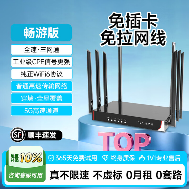 LOCOM无线路由器新型4G5G随身wifi6免拉网线移动宽带免插卡cpe全网通千兆路由器千兆穿墙王:信号增强 共享升级版【双网+9天线+提速 ...