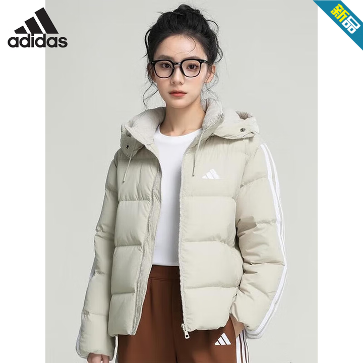 阿迪达斯（adidas）羽绒服女装 2025新款秋冬保暖鸭绒连帽时尚轻薄羽绒外套 KH3979/600蓬/绒子含量：80% XS （94g ...