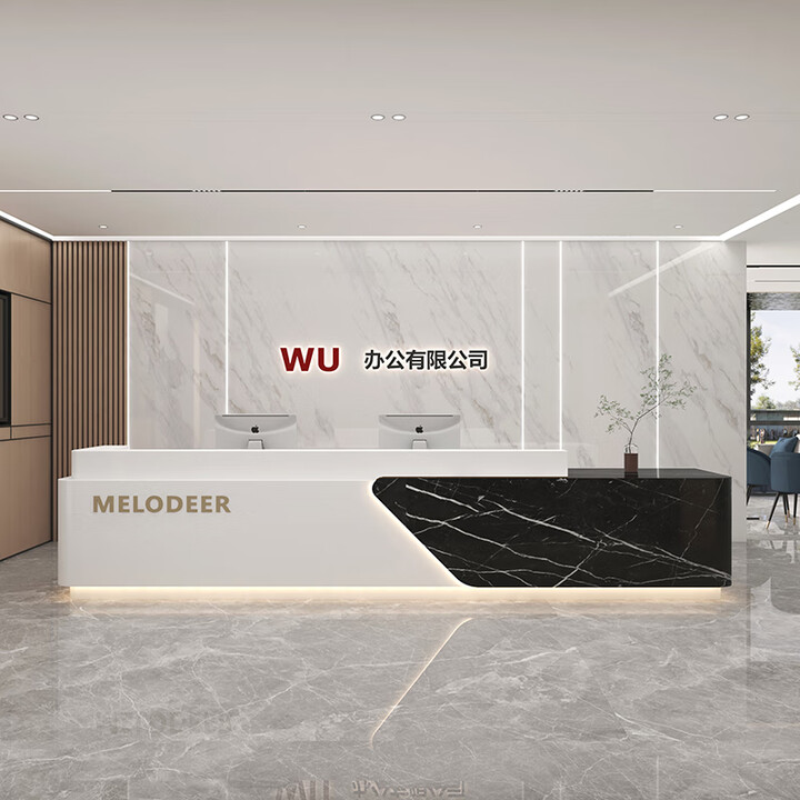 简约现代公司前台烤漆吧台酒店会所售楼部接待台弧形美容院收银台 白色+黑色仿大理石纹 240*60*100cm【图片 价格 品牌 报价】-京东