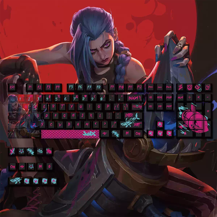 英雄联盟主题键帽金克丝热升华pbt双城之战个性游戏透光lol涂鸦 金克斯键帽【图片 价格 品牌 报价】-京东