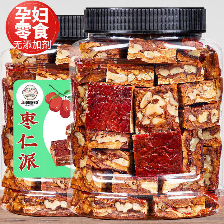 枣仁派罐装红枣夹核桃仁小包装枣糕零食大枣夹心干果新疆特产 枣仁派罐装净重500g独立小包装【图片 价格 品牌 报价】-京东