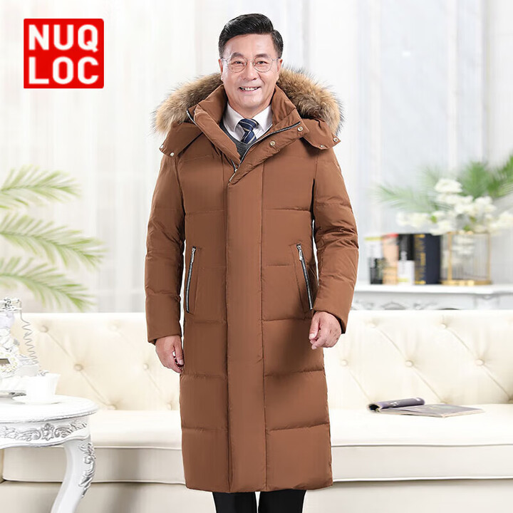 GU优衣库中老年人羽绒服男冬季过膝中长款连帽加厚保暖棉羽绒服同款 098咖色升级带毛领 L 建议【110-125斤】【图片 价格 品牌 报价】-京东