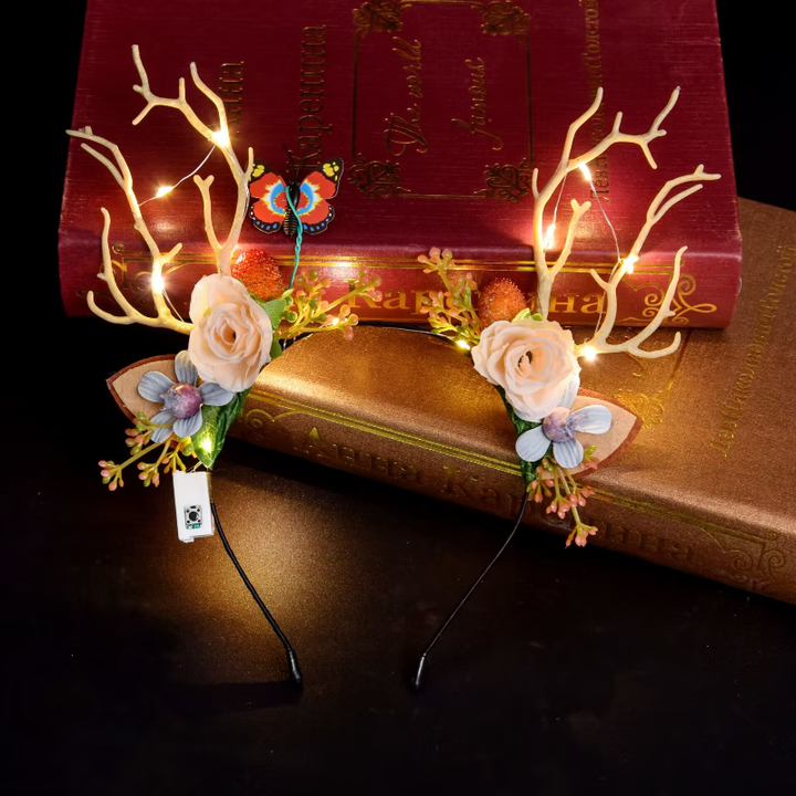 语森忆圣诞装饰头饰发光圣诞节网红鹿角发箍拍照头饰节日礼品摆地摊 发光蝴蝶大鹿角暖灯【图片 价格 品牌 报价】-京东