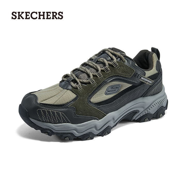 斯凯奇（Skechers）云霄春季男鞋耐磨户外鞋软底徒步鞋厚底增高休闲老爹鞋 橄榄色/棕色/OLBR 41.5【图片 价格 品牌 报价】-京东
