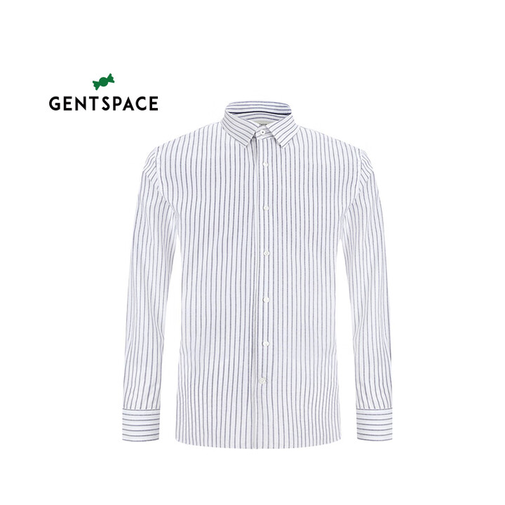 GENTSPACE男士长袖衬衫2024春夏蓝白相间条纹衬衣长袖 海军蓝 56【图片 价格 品牌 报价】-京东