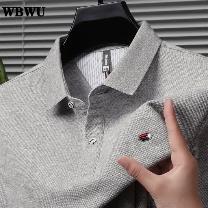 WBWU轻奢品牌polo衫男士t 恤短袖夏季高端男装翻领半袖商务休闲上衣服 G8927灰色 XL (建议145-160斤)【图片 价格 品牌 ...