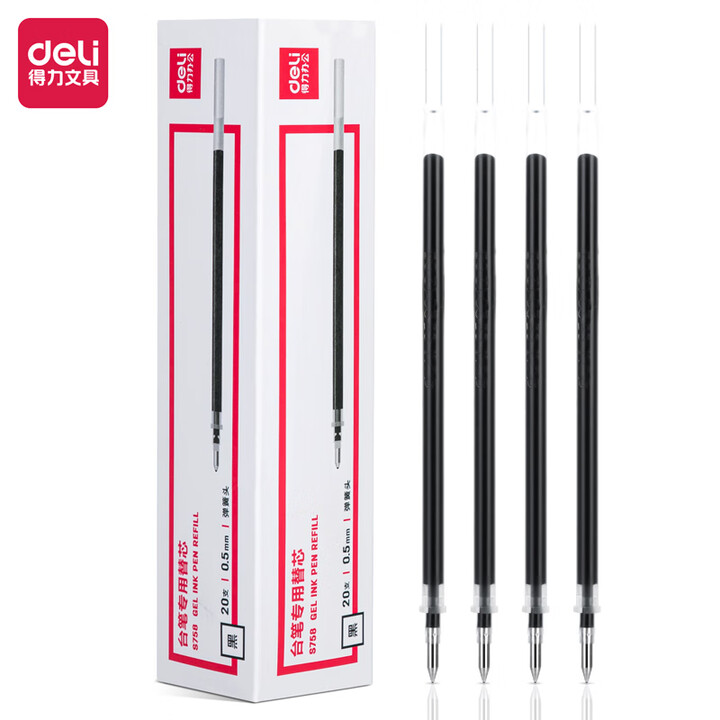 【得力S758】得力 S758 台笔专用笔芯0.5mm弹簧头 (黑) (20支/盒) 1盒【行情 报价 价格 评测】-京东