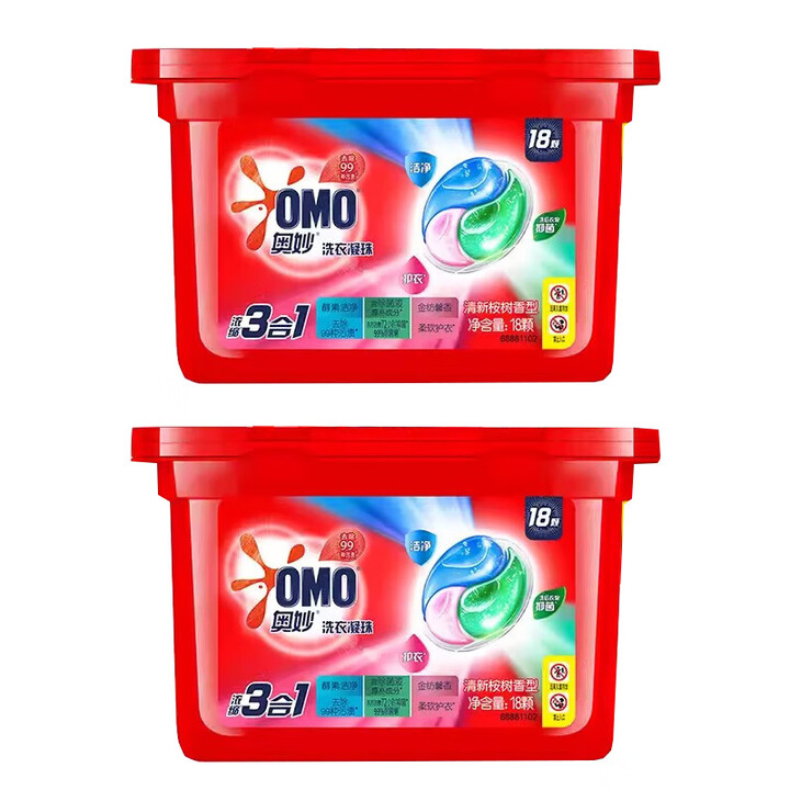 【奥妙洗衣凝珠】奥妙（OMO）三合一清新桉树洗衣凝珠 189G*2盒共36颗 护色 去污去渍【行情 报价 价格 评测】-京东