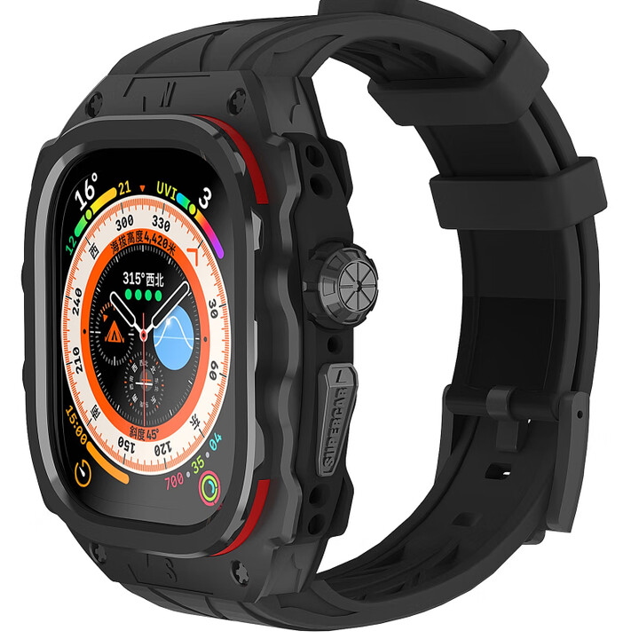 MR.MULL星图ultra49mm金属改装曲线一体壳苹果手表带蝴蝶扣iwatch9新款s9applewatch10/46mm个性一体改造 铝 ...